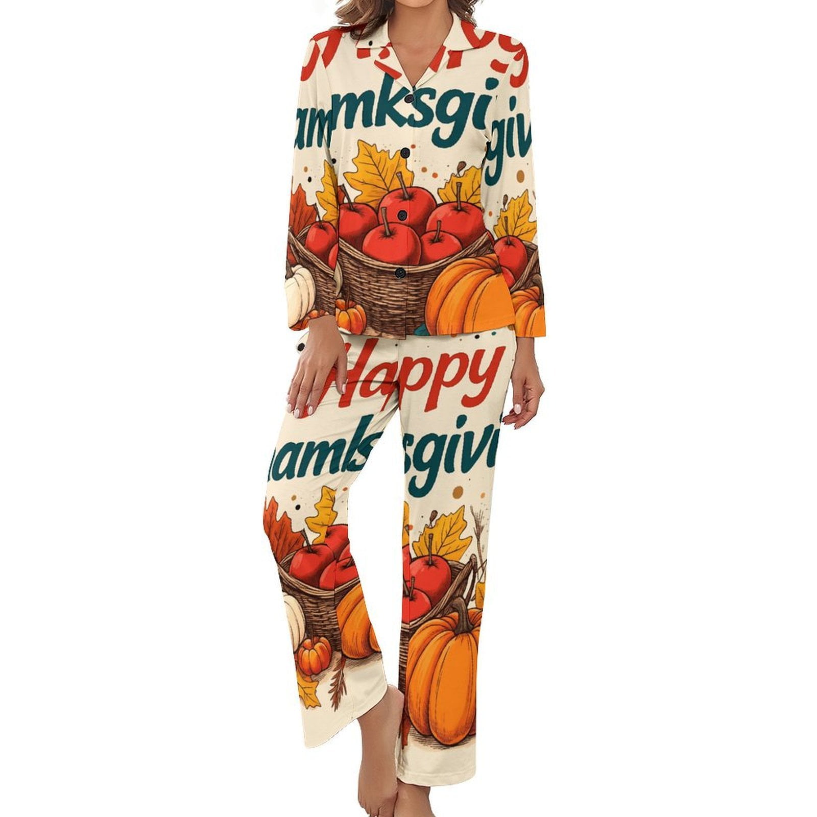 Fall Thanksgiving Pumpkin Pajamas Woman Vintage Pajamas Set 2 Piece ...