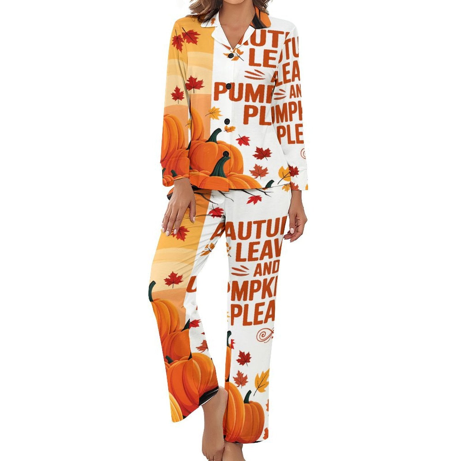 Fall Thanksgiving Pumpkin Pajamas Woman Vintage Pajamas Set 2 Piece ...