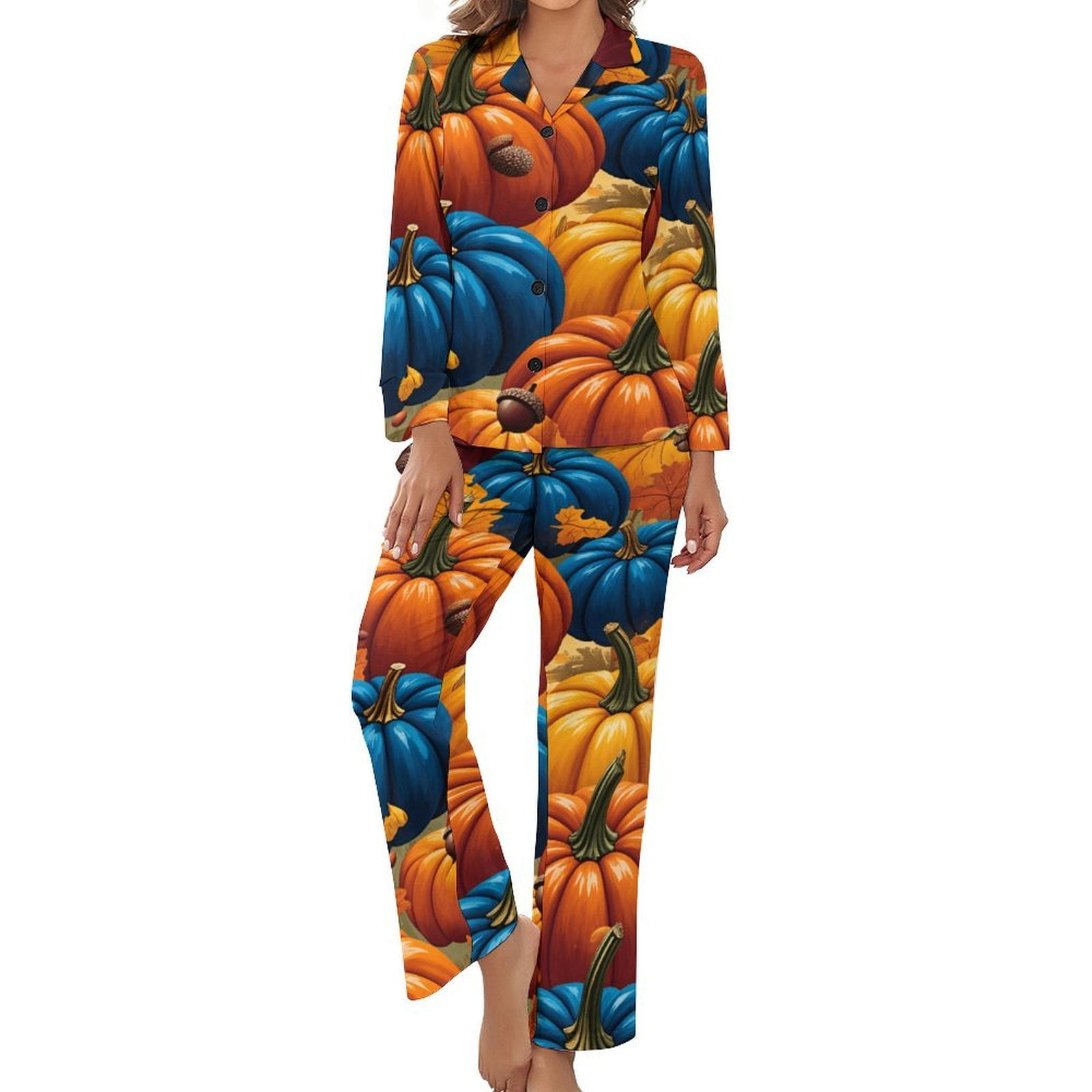 Fall Thanksgiving Pumpkin Pajamas Woman Vintage Pajamas Set 2 Piece ...