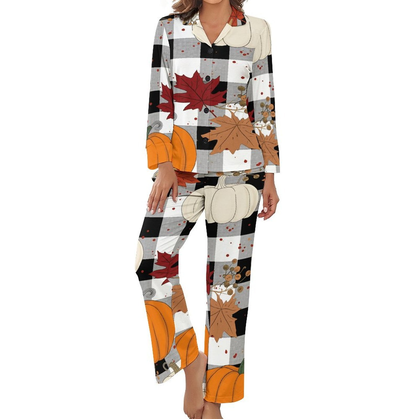 Fall Thanksgiving Pumpkin Pajamas Woman Vintage Pajamas Set 2 Piece ...