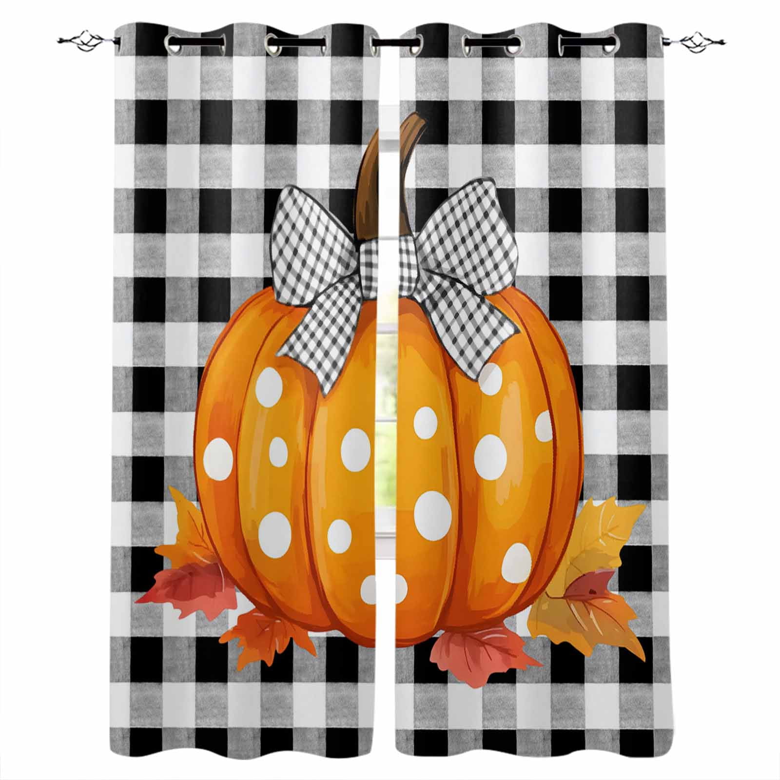 Fall Thanksgiving Pumpkins Blackout Curtains 84 Inches Long, Autumn ...