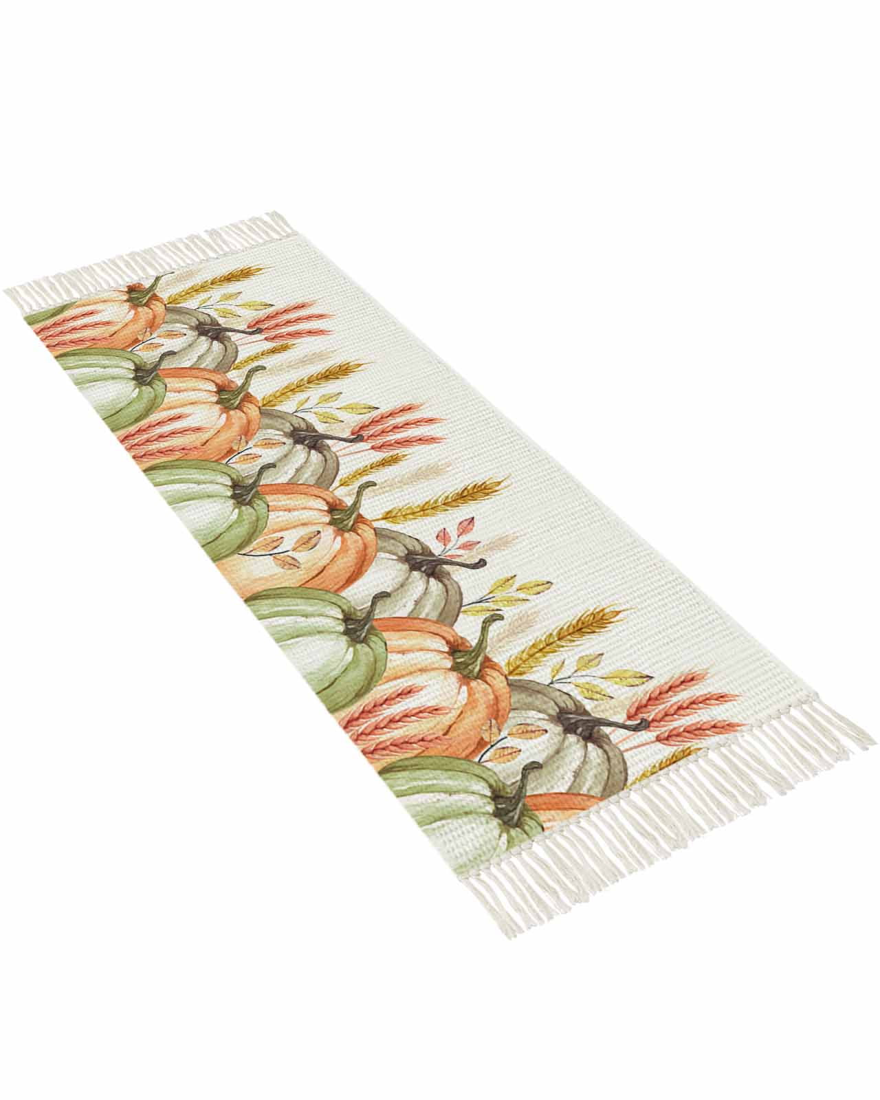 Fall Thanksgiving Pumpkins Kitchen Runner Rug 2'x4', Washable Woven ...