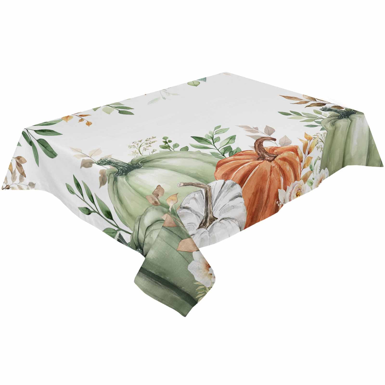 Fall Thanksgiving Rectangle Tablecloths 60x140,Orange White Sage ...