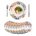 Fall Thanksgiving Round Table Placemats set of 8, Orange Blue White ...