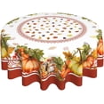 Fall Thanksgiving Round Tablecloth 70 Inch Pumpkin Maple Leaves ...
