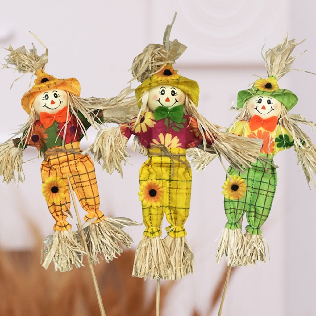 Fall Thanksgiving Scarecrow Decoration, 3pc 16 Inch Halloween Scarecrow ...