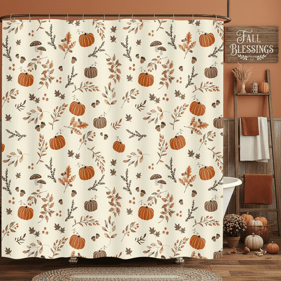 Fall Thanksgiving Shower Curtain, Rustic Pumpkin Autumn Harvest ...