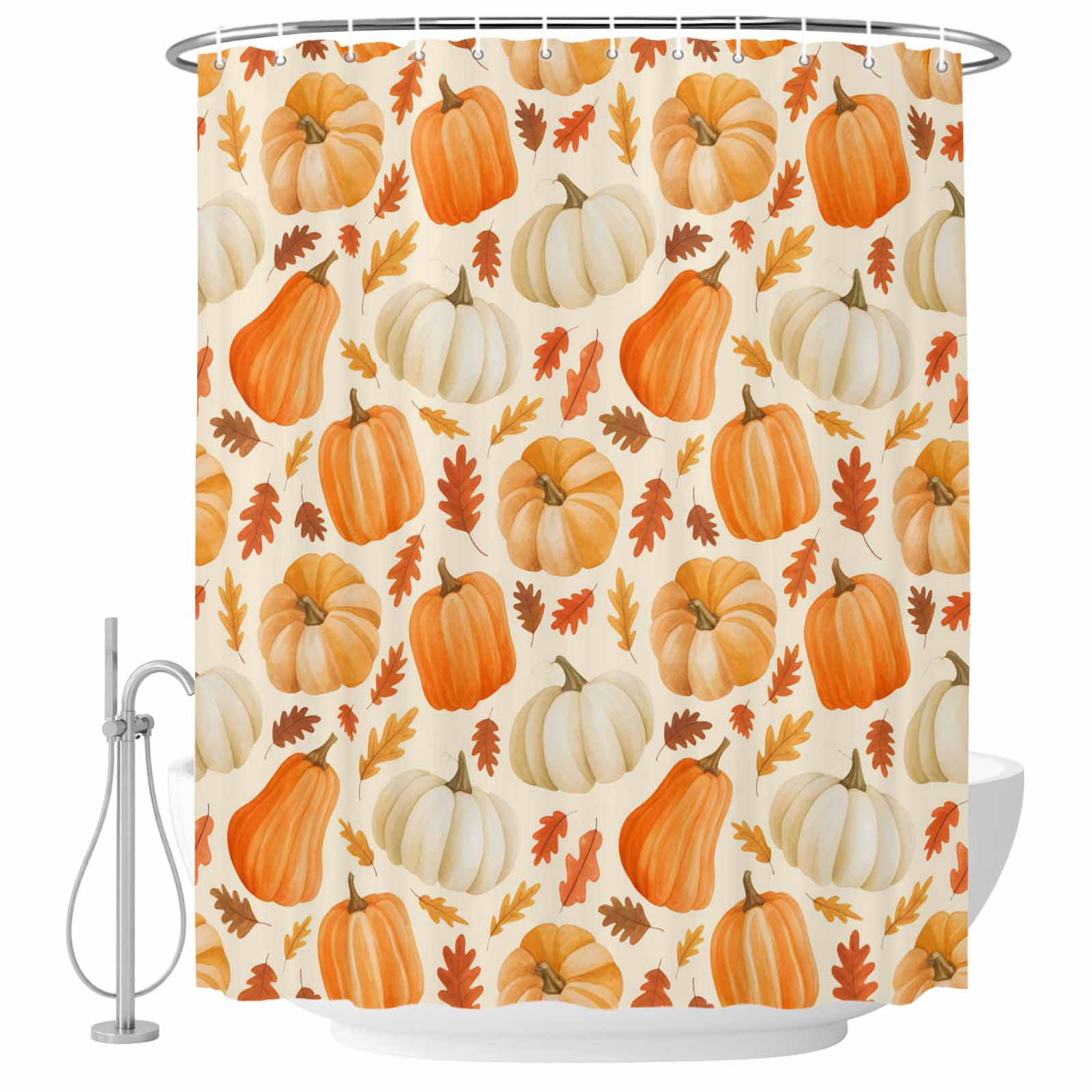 Fall Thanksgiving Shower Curtain Set - 48" x 72" Washable Bathtub ...