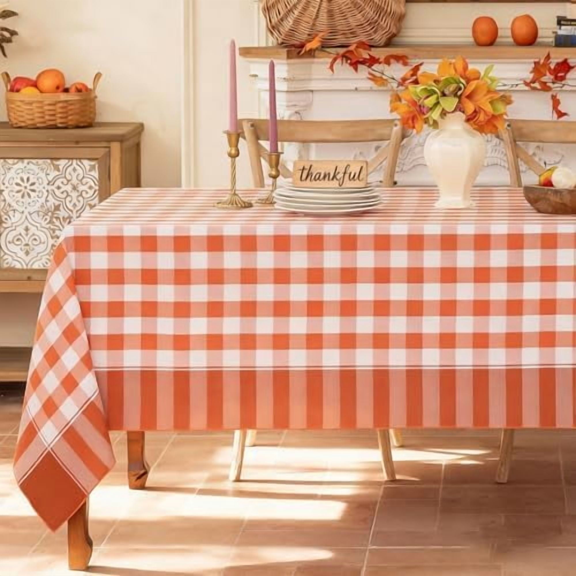 Fall Thanksgiving Tablecloth-Country Gingham Table Cloth-Rustic ...