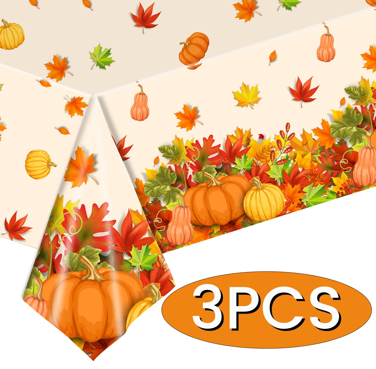 Fall Thanksgiving Tablecloth Decoration Fall Maple Pumpkin Disposable ...