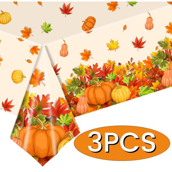 Fall Thanksgiving Tablecloth Decoration Fall Maple Pumpkin Disposable ...