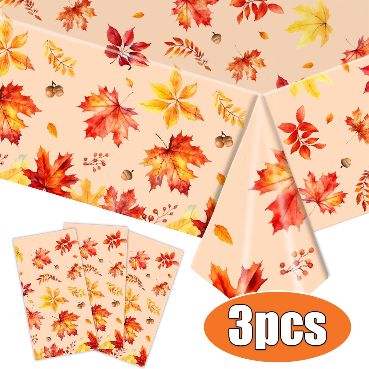 Fall Thanksgiving Tablecloth Decoration Fall Maple Pumpkin Disposable ...