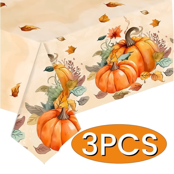 Fall Thanksgiving Tablecloth Decoration Fall Maple Pumpkin Disposable ...