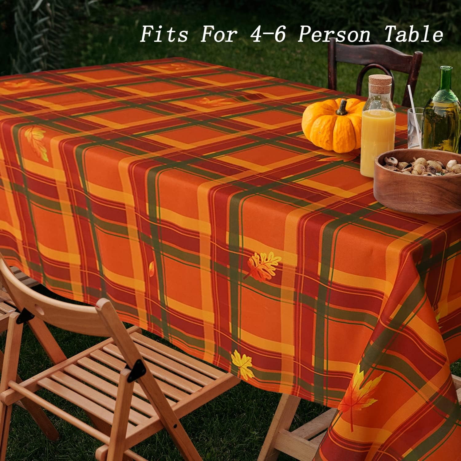 Fall Thanksgiving Tablecloth Rectangle 60 x 84 Inches, Plaid Tablecloth ...