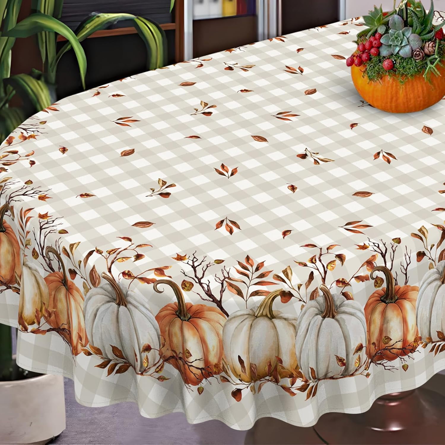 Fall Thanksgiving Tablecloth Waterproof Pumpkin Table Cloths for Autumn ...