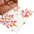 Fall Thanksgiving Washable Area Rug 4 x 6 ft Rustic Orange Rowan Leaf ...