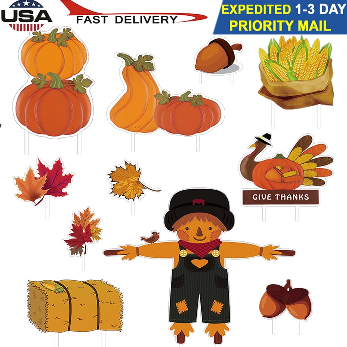 Walmart Fall Harvest Yard Signs, 12 Pcs Gnomes, Outdoor Autumn Lawn ...