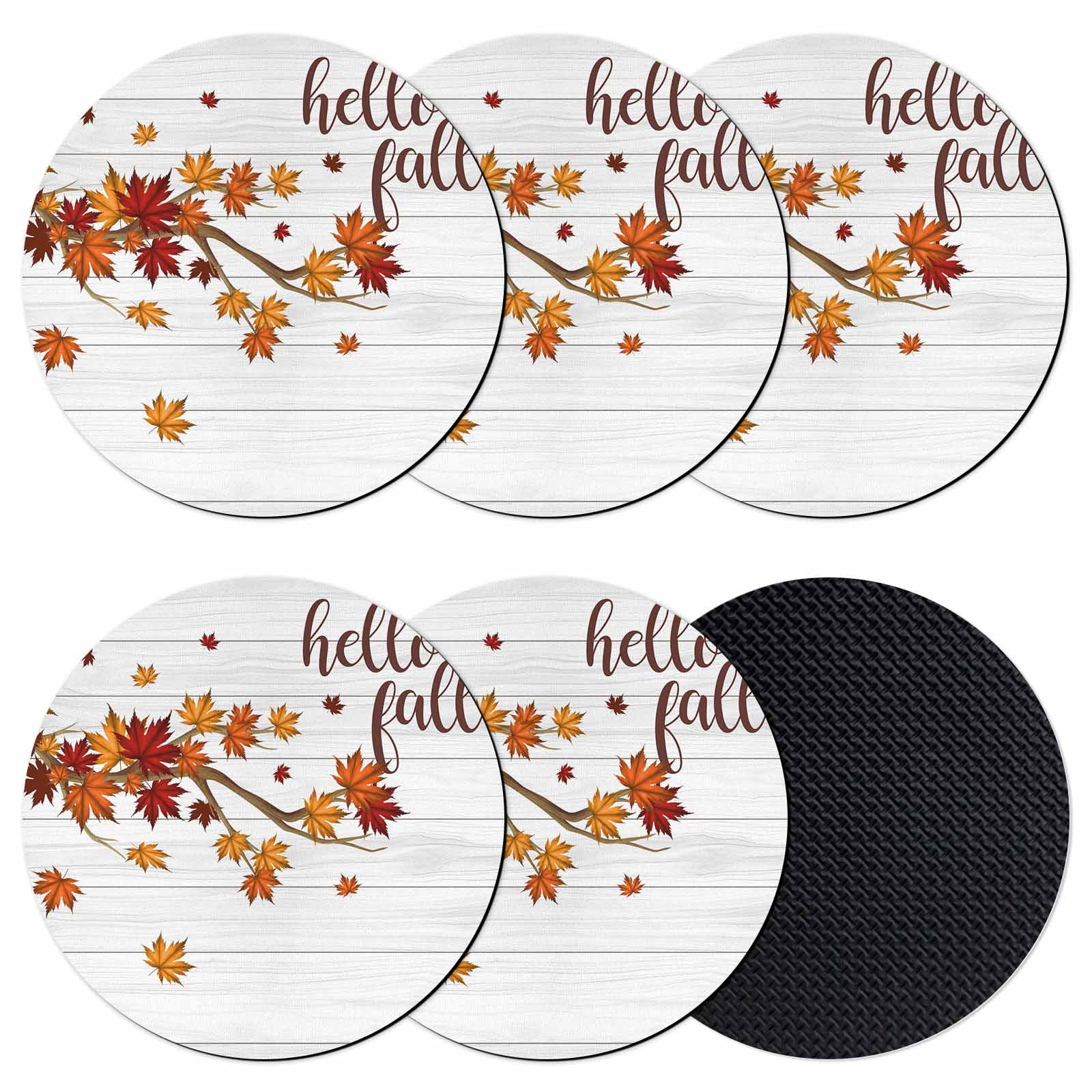 Fall Thansgiving Coasters for Drinks,Absorbent Non Slip Rubber Drink ...