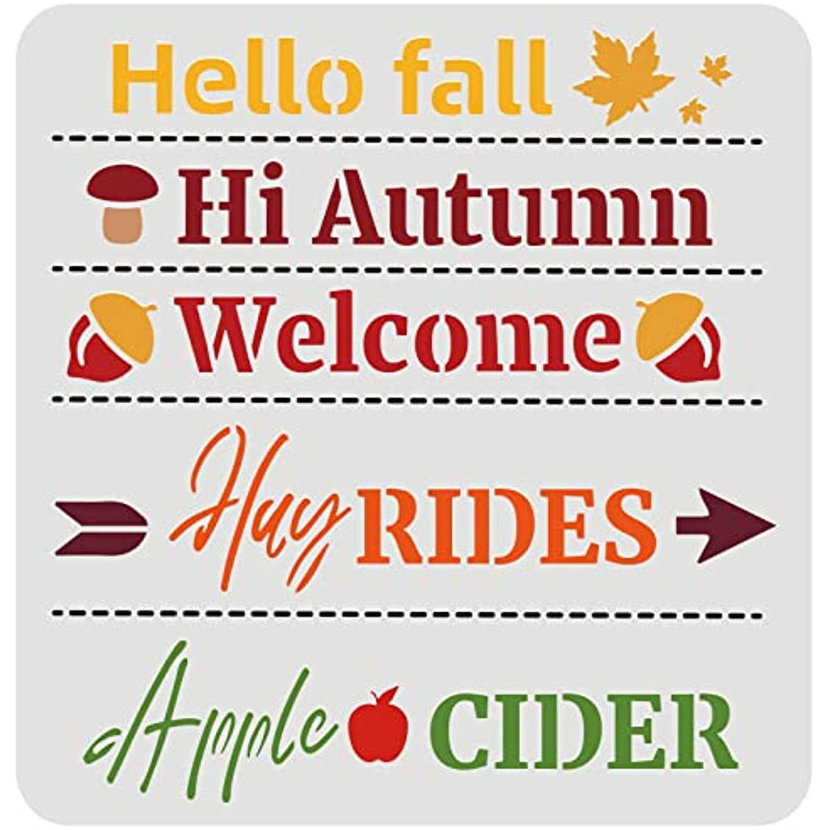 Fall Theme Stencil 11.8x11.8inch Hello Fall Autumn Welcome Sign ...