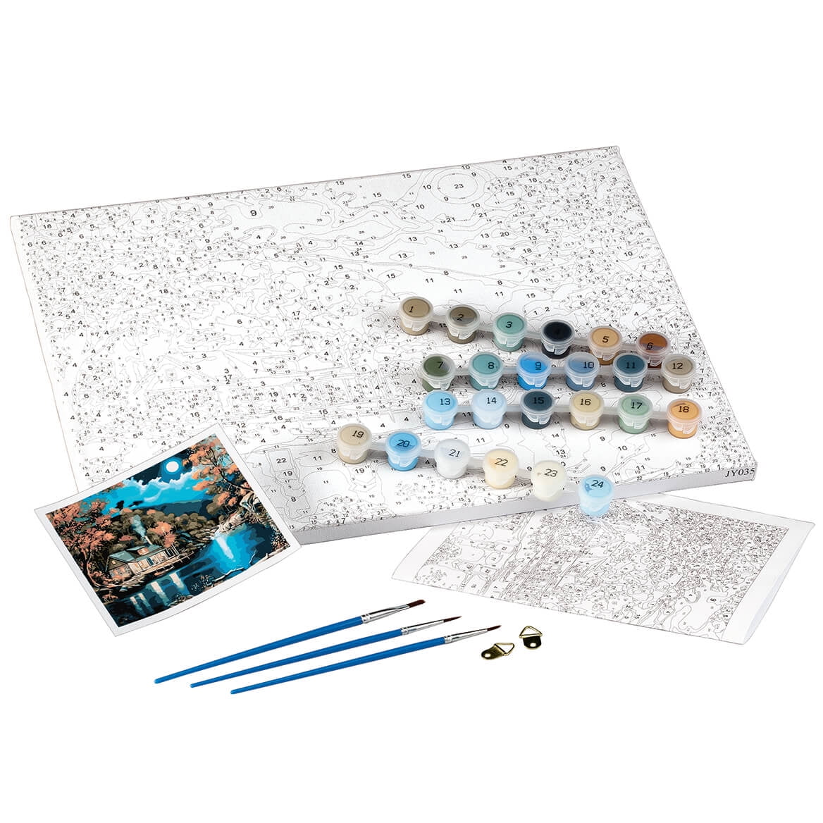 Fall-Themed DIY Paint-by-Number Set, Moonlit Cabin Design - Measures 16 ...