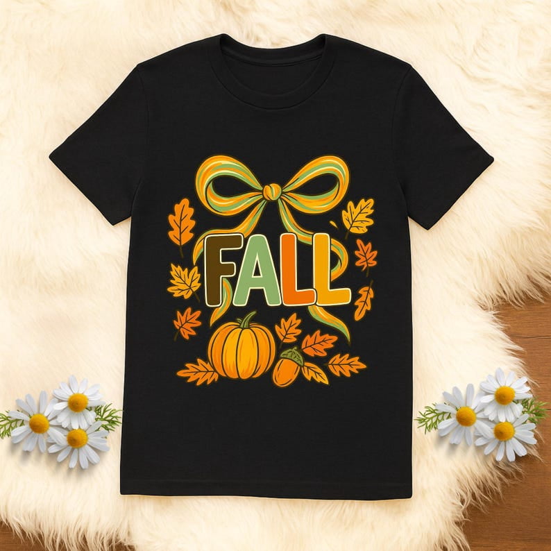 Fall-Themed T-Shirt, Autumn Casual Wear, Pumpkin Graphic Tee, Preppy ...
