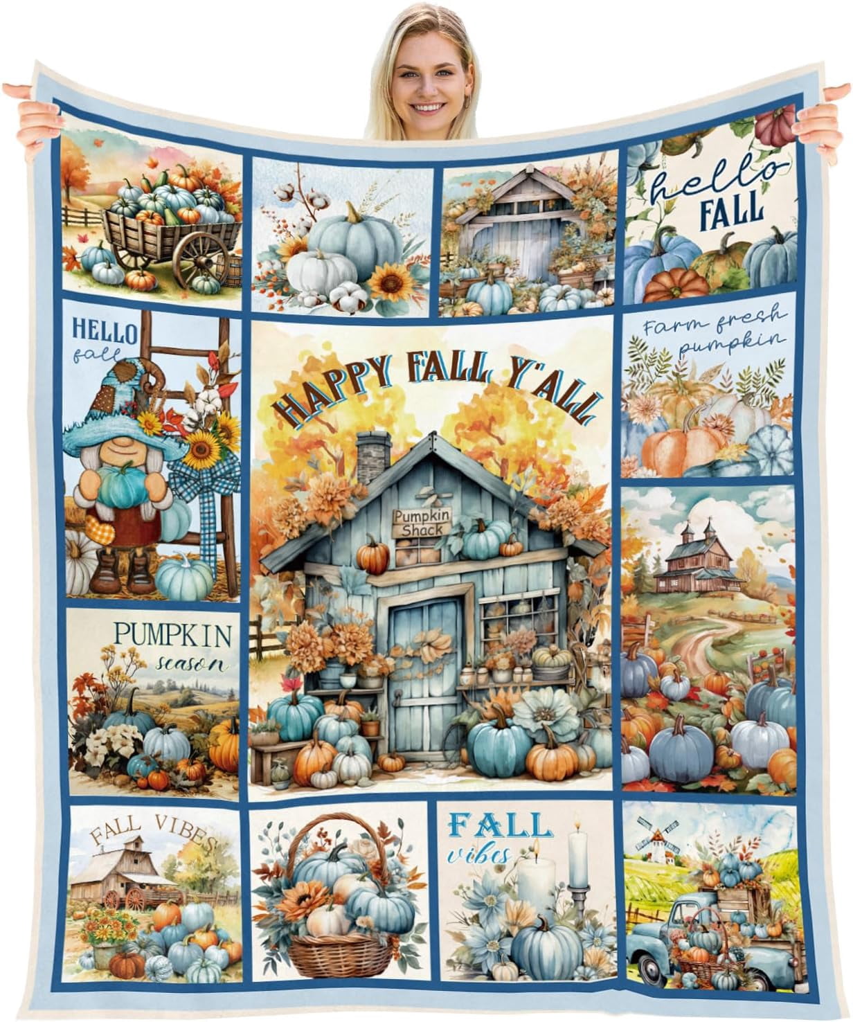 Fall Throw Blanket Gifts - Pumpkin Flannel Blankets Autumn Leaves ...