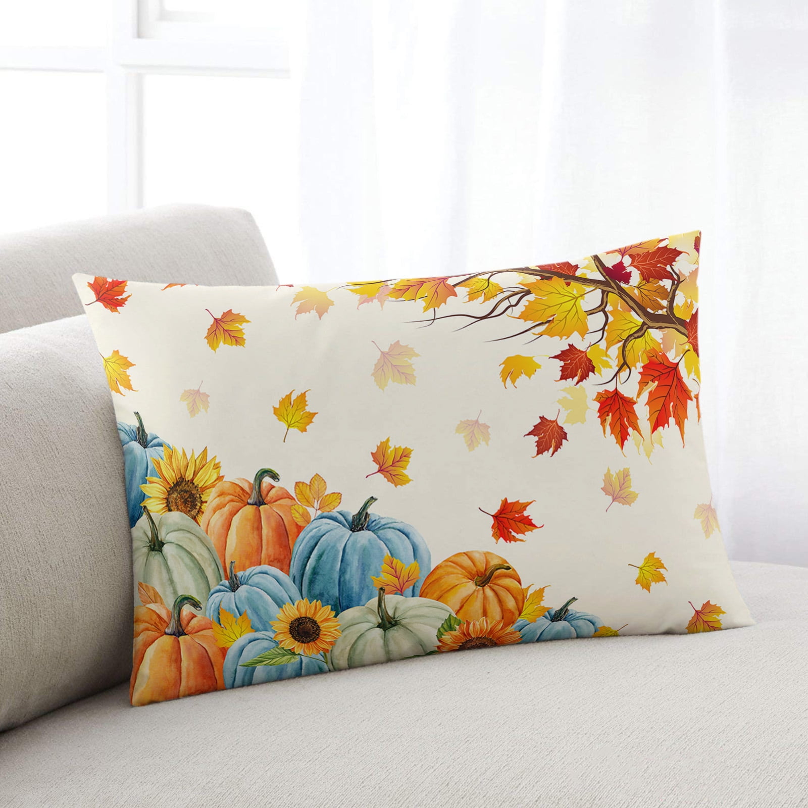 Fall Throw Pillow Cover,Thanksgiving Pumpkin Autumn Maple Leaf Orange ...