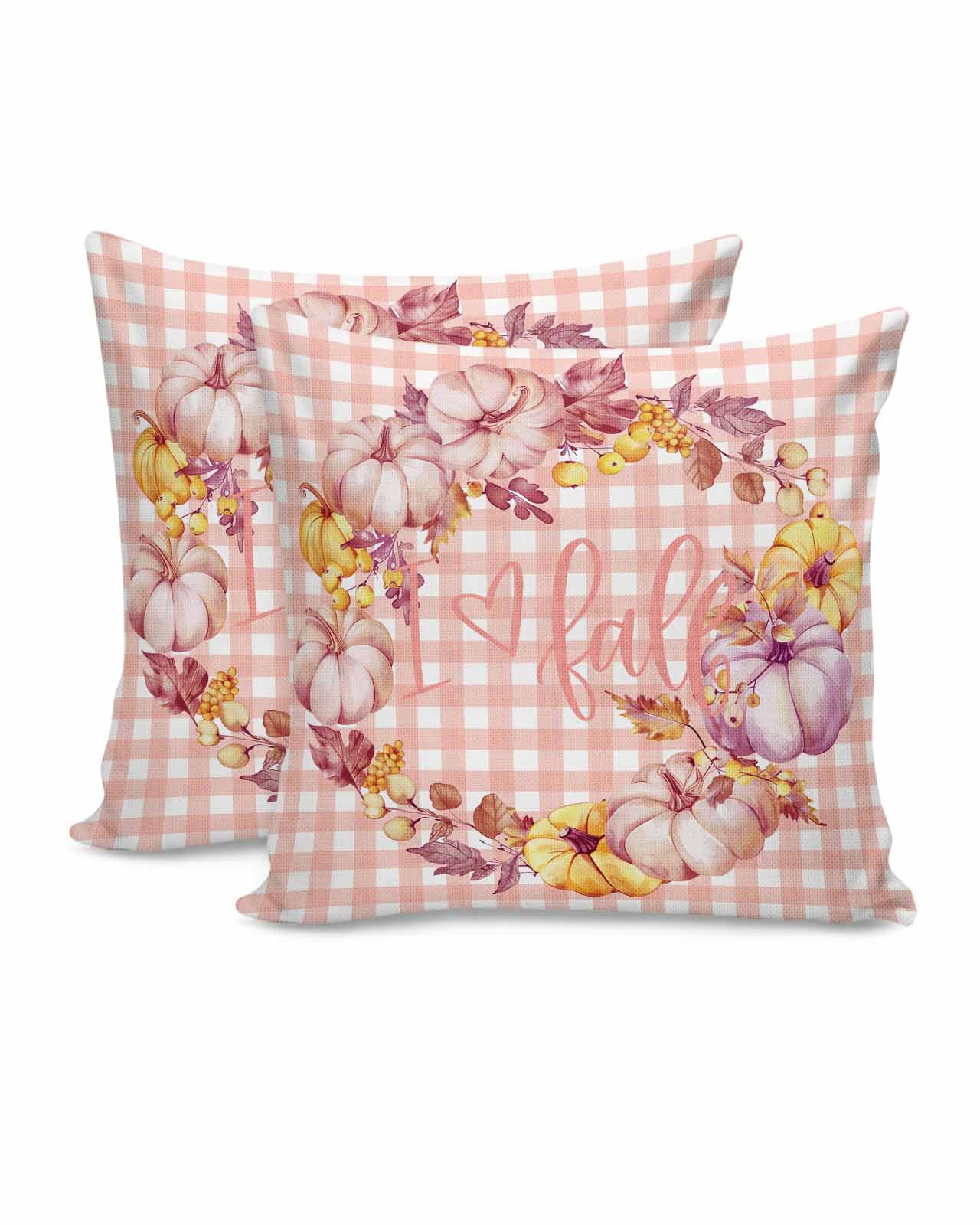 Fall Throw Pillow Covers 18x18 Inch Set of 2 Berry Pumpkin Maple Leaf ...