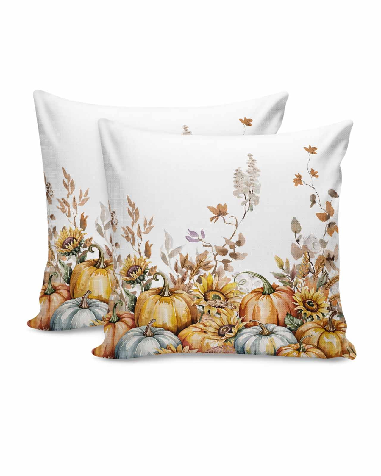 Fall Throw Pillow Covers 18x18 Inch Set of 2 Harvest Pumpkin Decorative ...