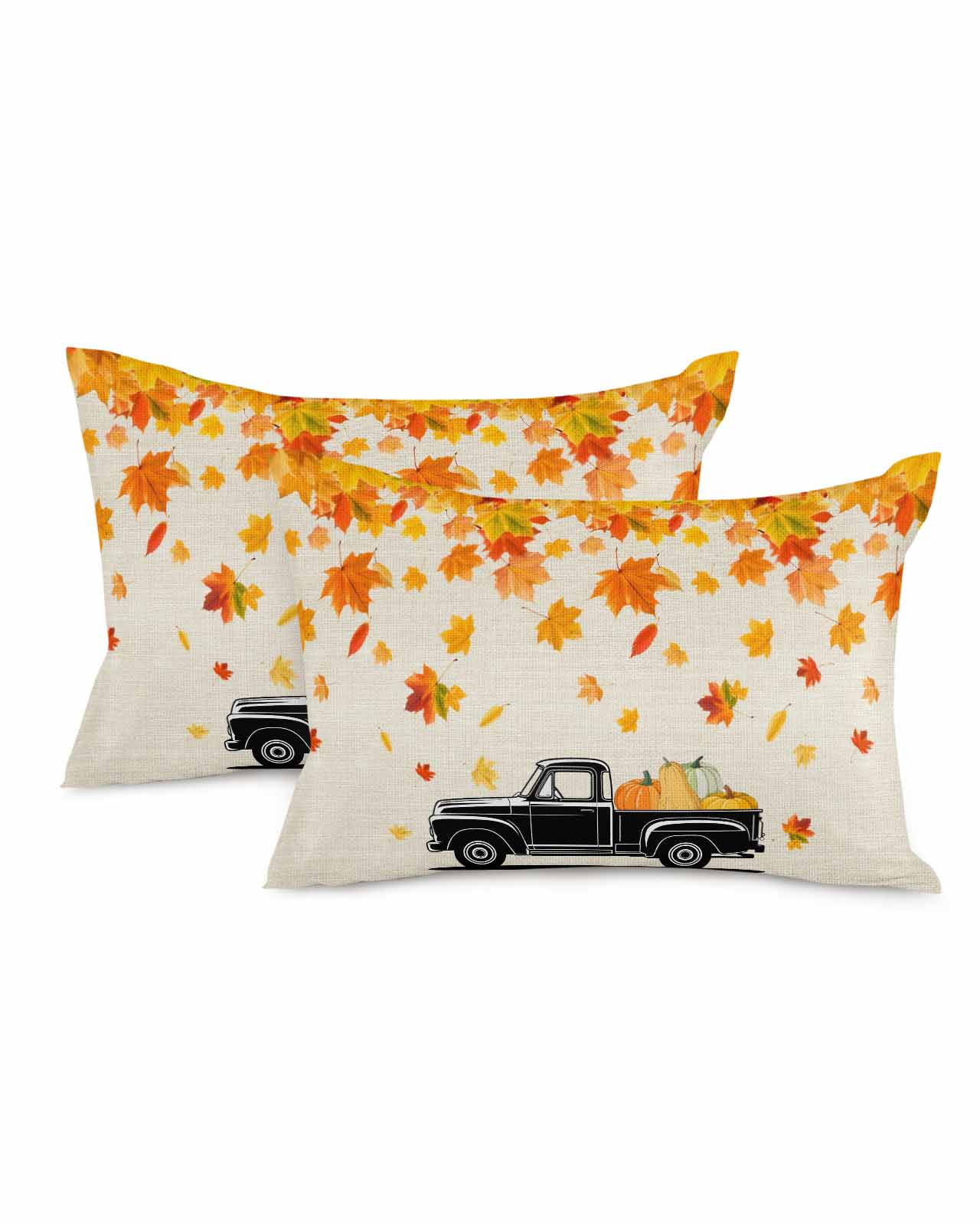 Fall Throw Pillow Covers 20x12 Inch Set of 2 Autumn Pumpkin Truck ...
