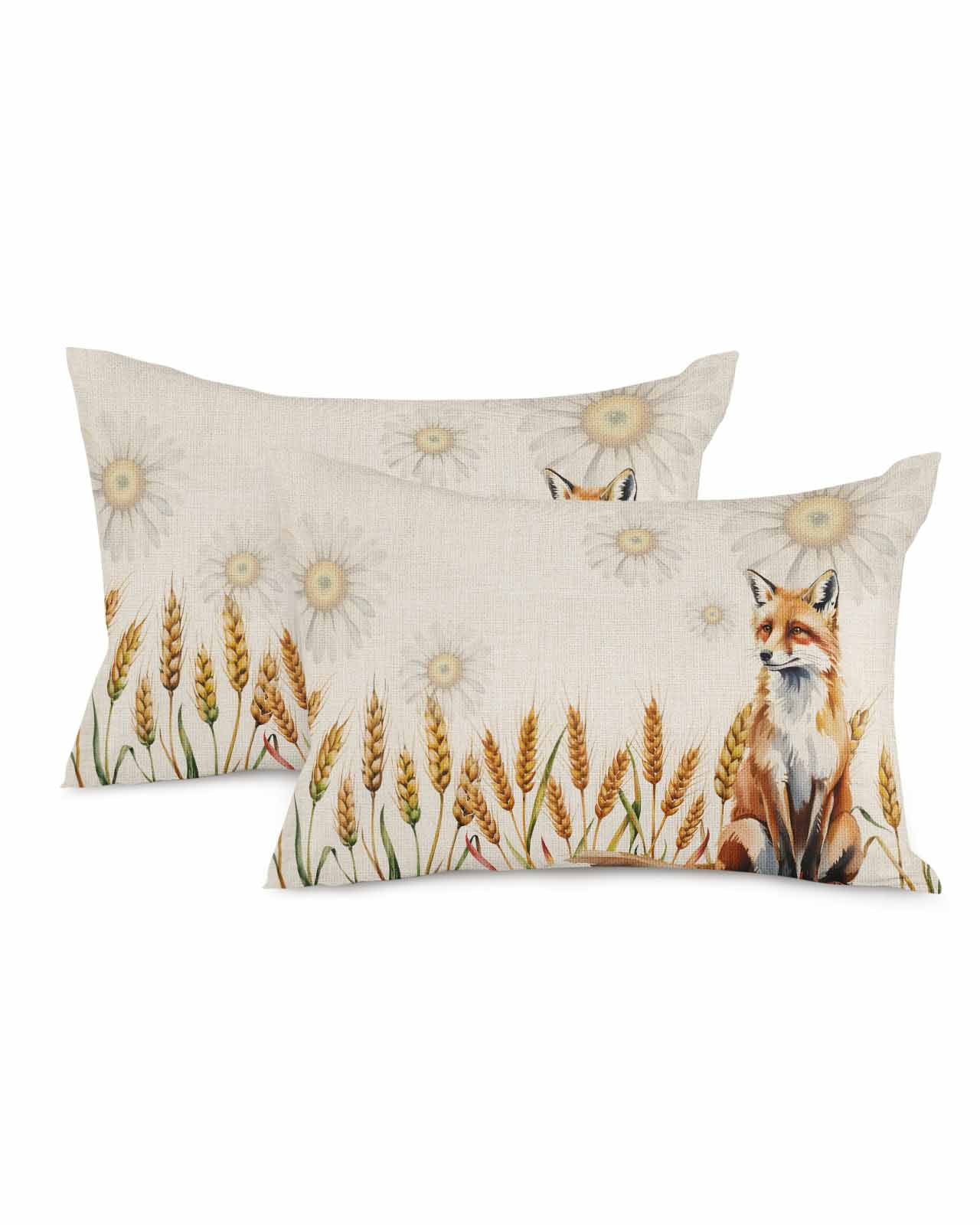 Fall Throw Pillow Covers 20x12 Inch Set of 2 Daisy Fox Decorative ...