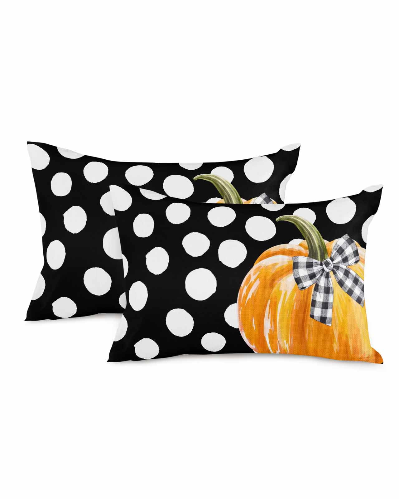 Fall Throw Pillow Covers 20x12 Inch Set of 2 Orange Pumpkin Decorative ...