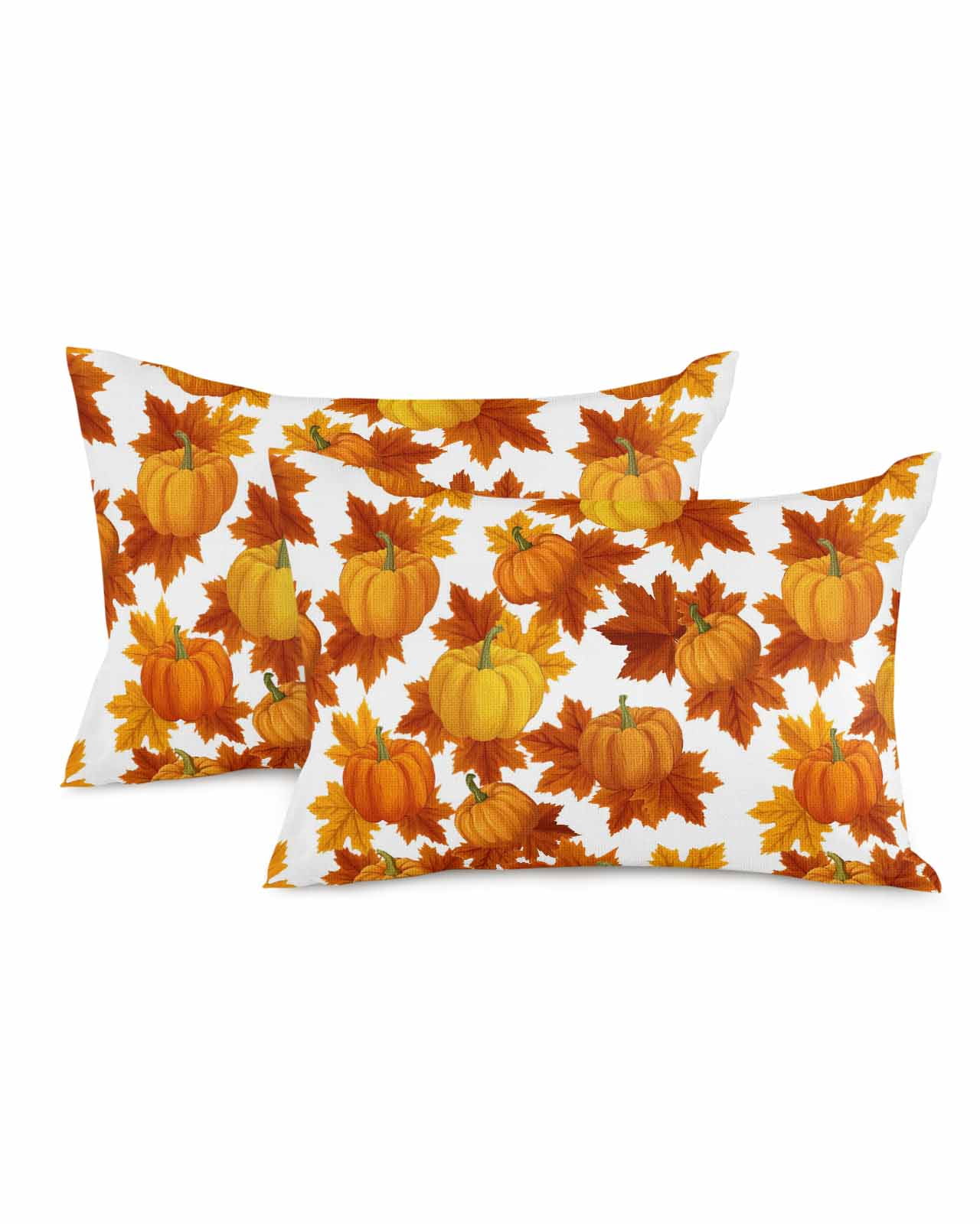 Fall Throw Pillow Covers 20x12 Inch Set of 2 Orange Pumpkin Decorative ...