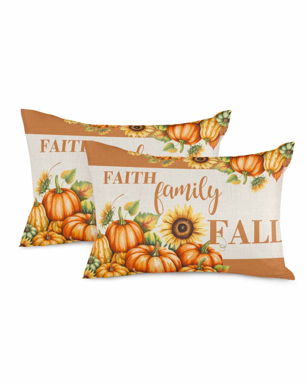 Fall Throw Pillow Covers 12x20 Inch Set of 2 Pumpkin Sunflower ...