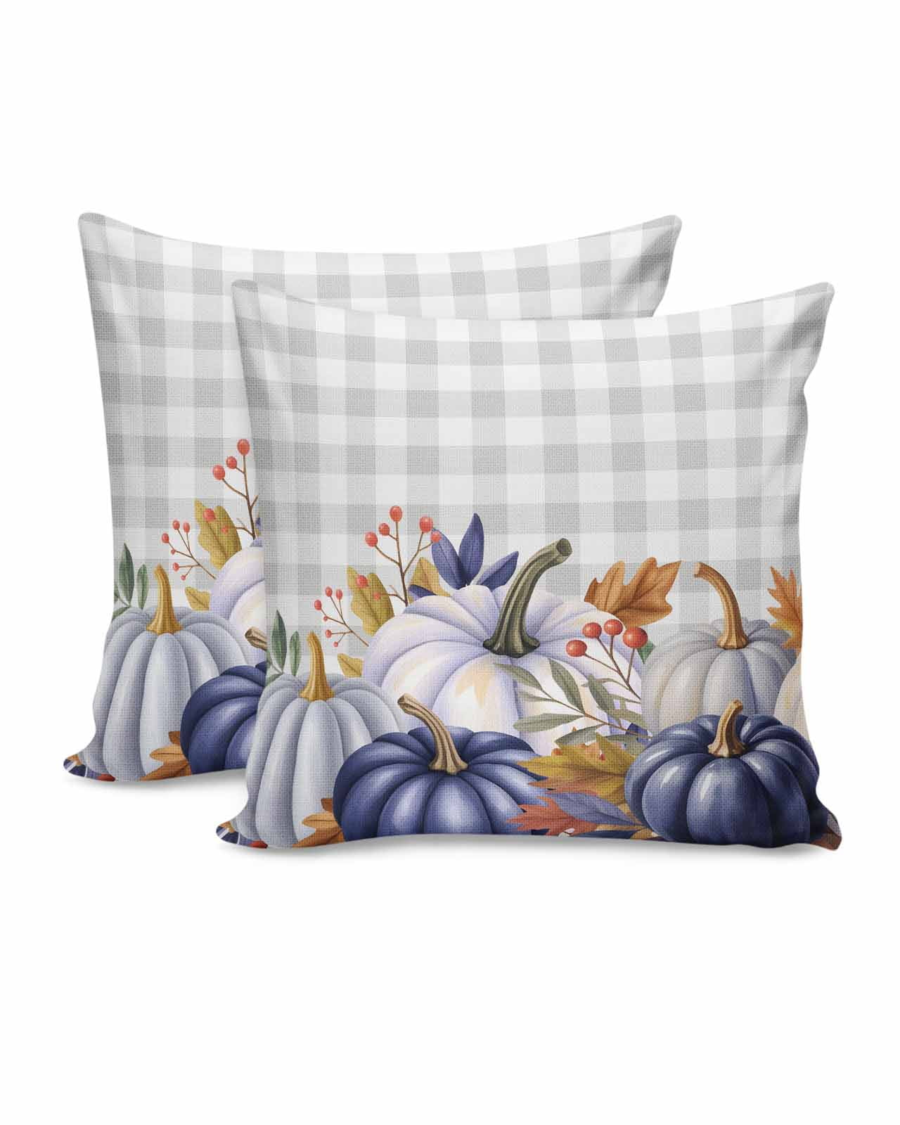 Fall Throw Pillow Covers 20x20 Inch Set of 2 Purple Pumpkin Decorative ...