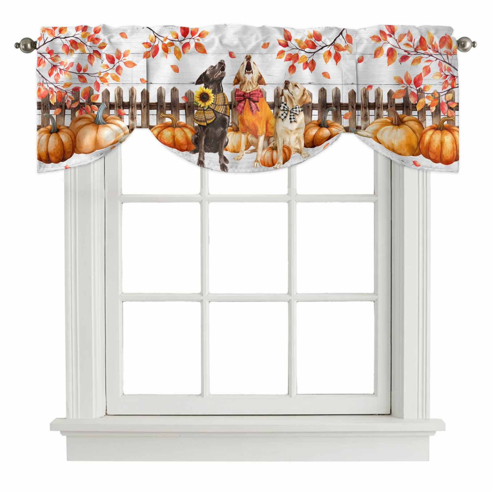 Fall Tie Up Valance Curtains for Windows, Kitchen Curtains Window ...