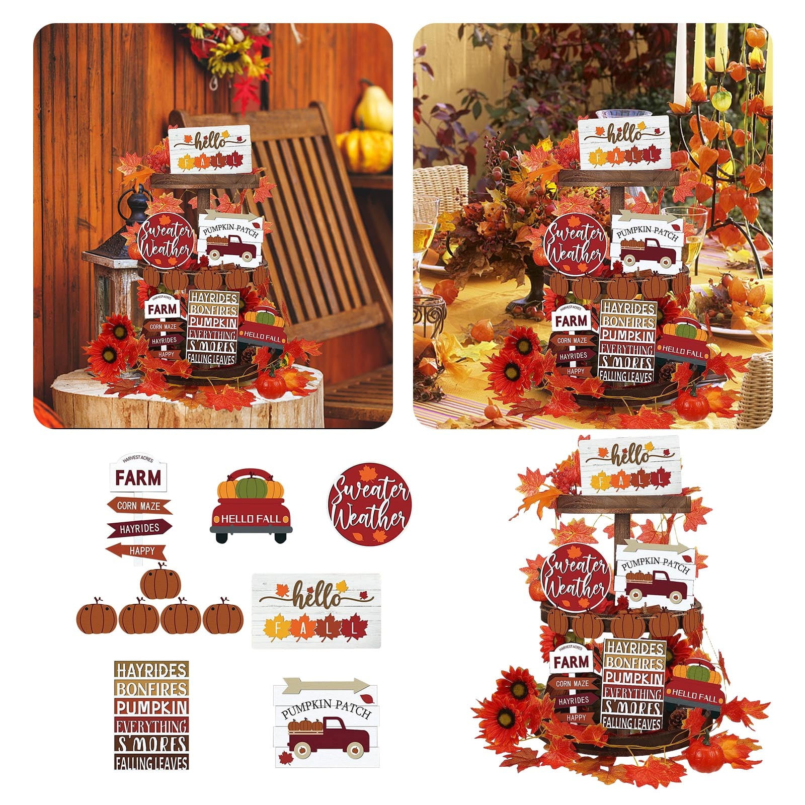 Fall Tiered Tray Decor Set Fall Thanksgiving Decor Home Fall Decor Fall ...