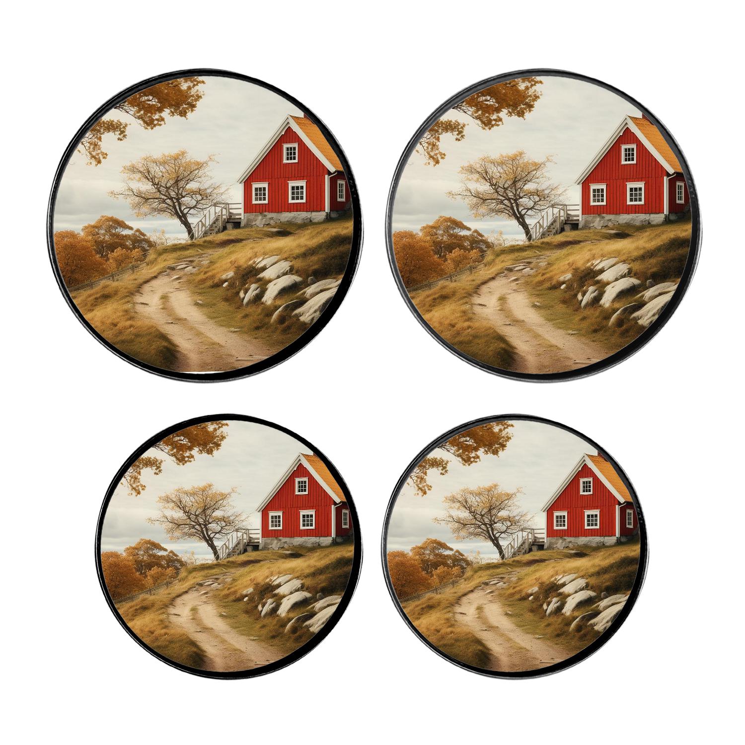 Fall Traditional Red Swedish House Environment Countryside Woods ...