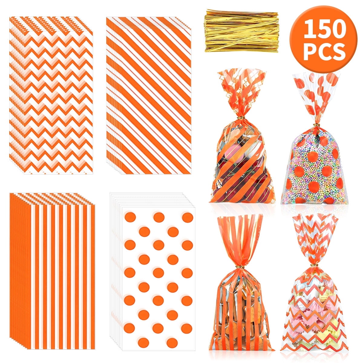 Fall Treat Bags Thanksgiving Cellophane Bags Harvest Treat Bags Orange ...