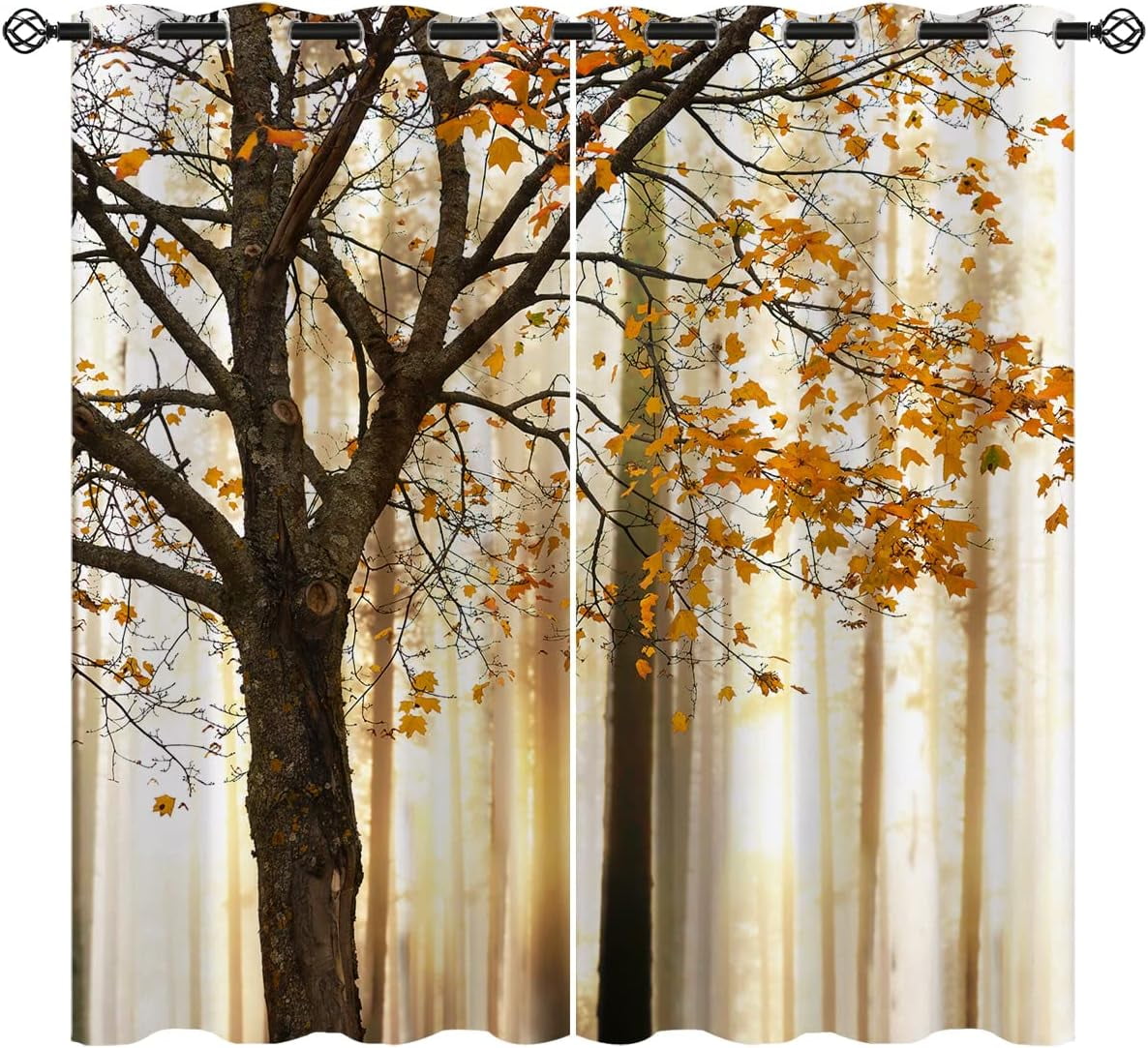 Fall Tree Blackout Curtains Autumn Maple Tree Yellow Orange Leaves ...