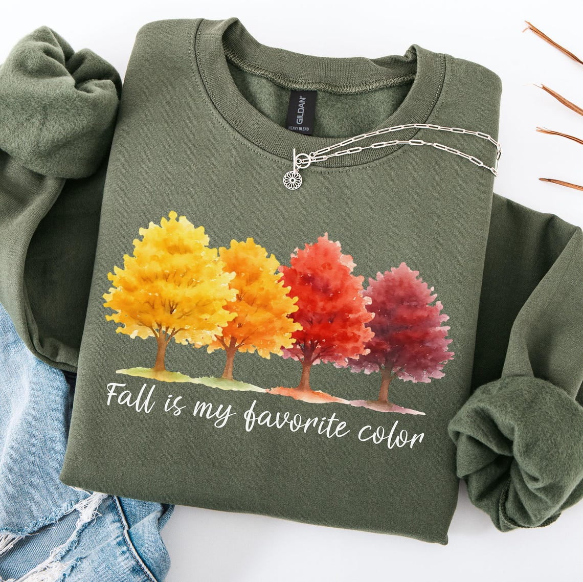 Fall Trees Sweatshirt – Autumn Leaves Graphic – Cozy Fall Pullover – “Fall Is My Favorite Color ...