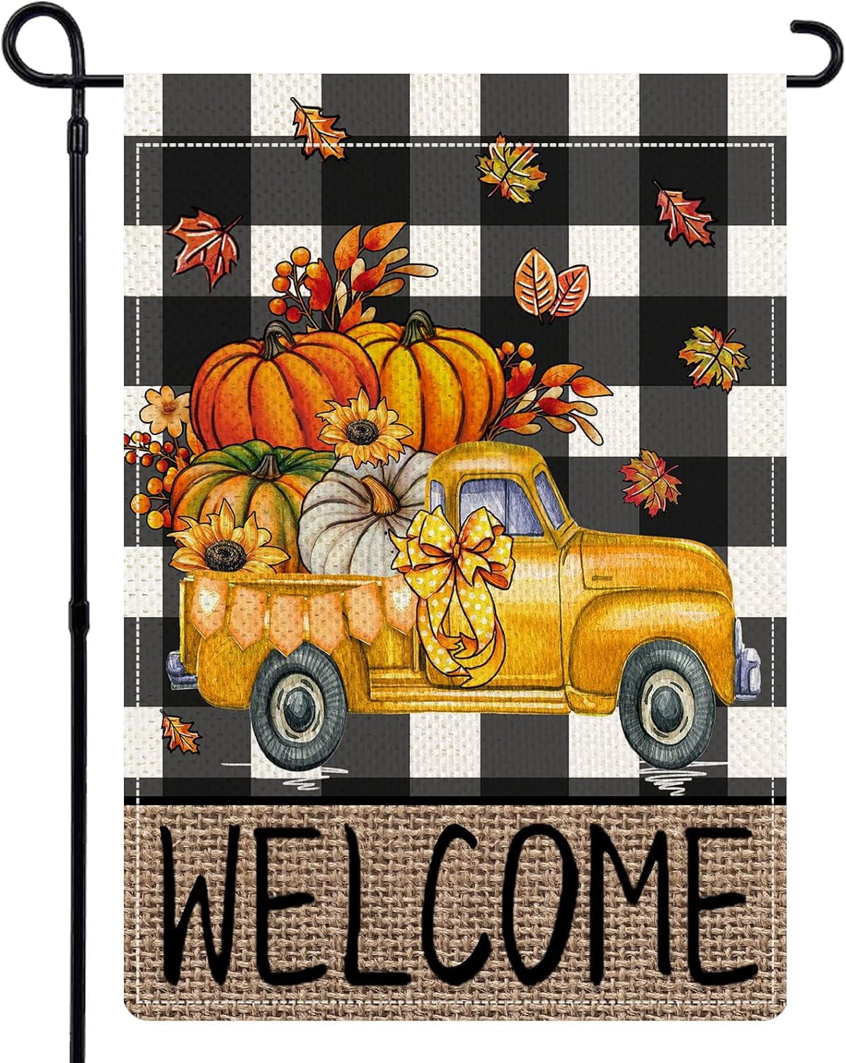 Fall Truck Buffalo Plaid Garden Flags for Outside, Fall Autumn Welcome ...