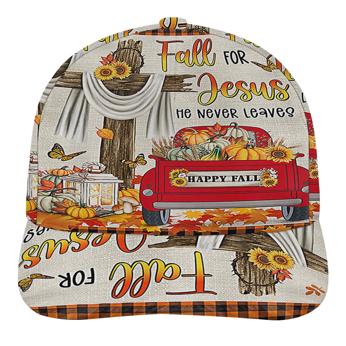 Fall Truck Thanksgiving Fall For Jesus He Never Leaves baseball cap hat ...