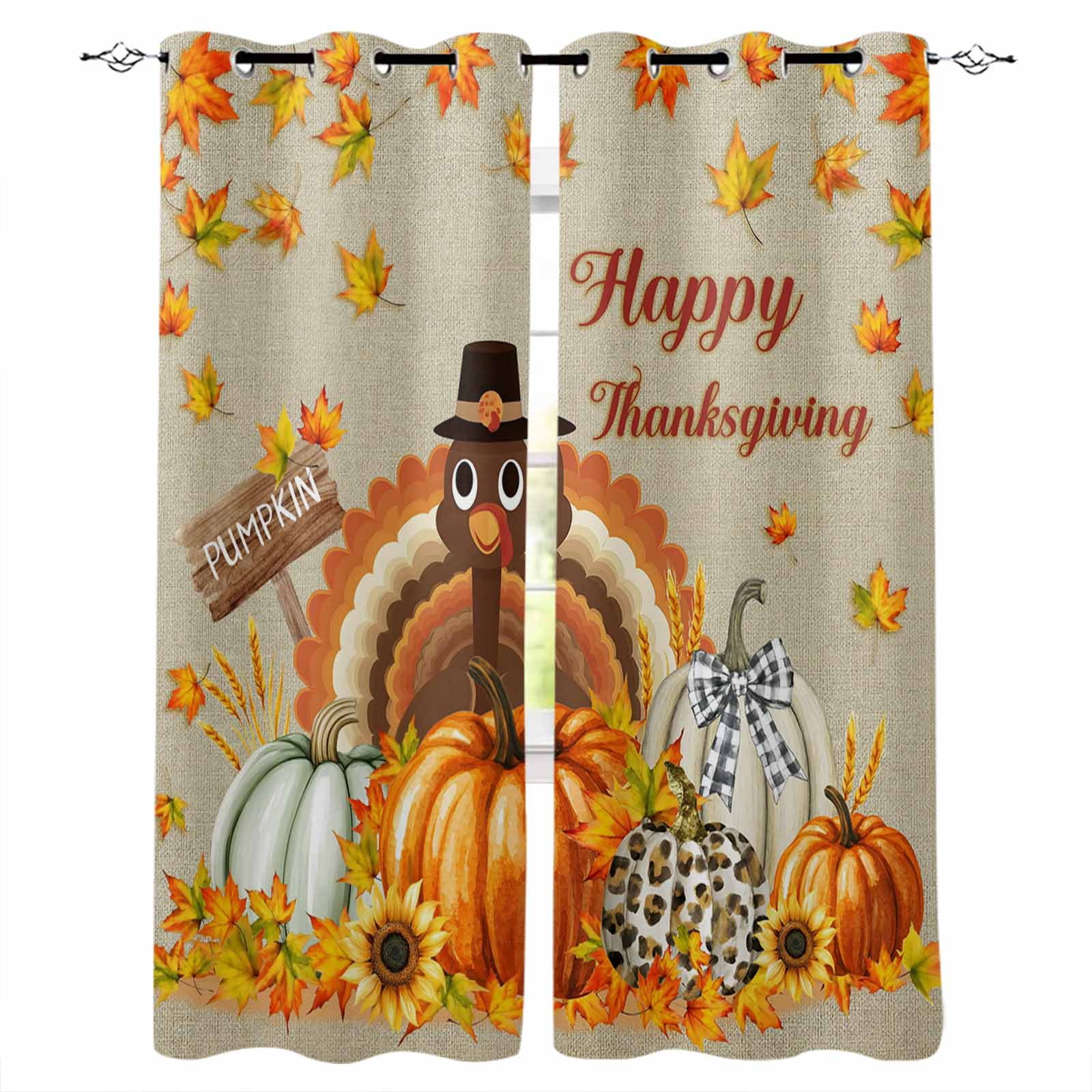 Fall Turkey Blackout Curtains 72 Inches Long, Happy Thanksgiving ...