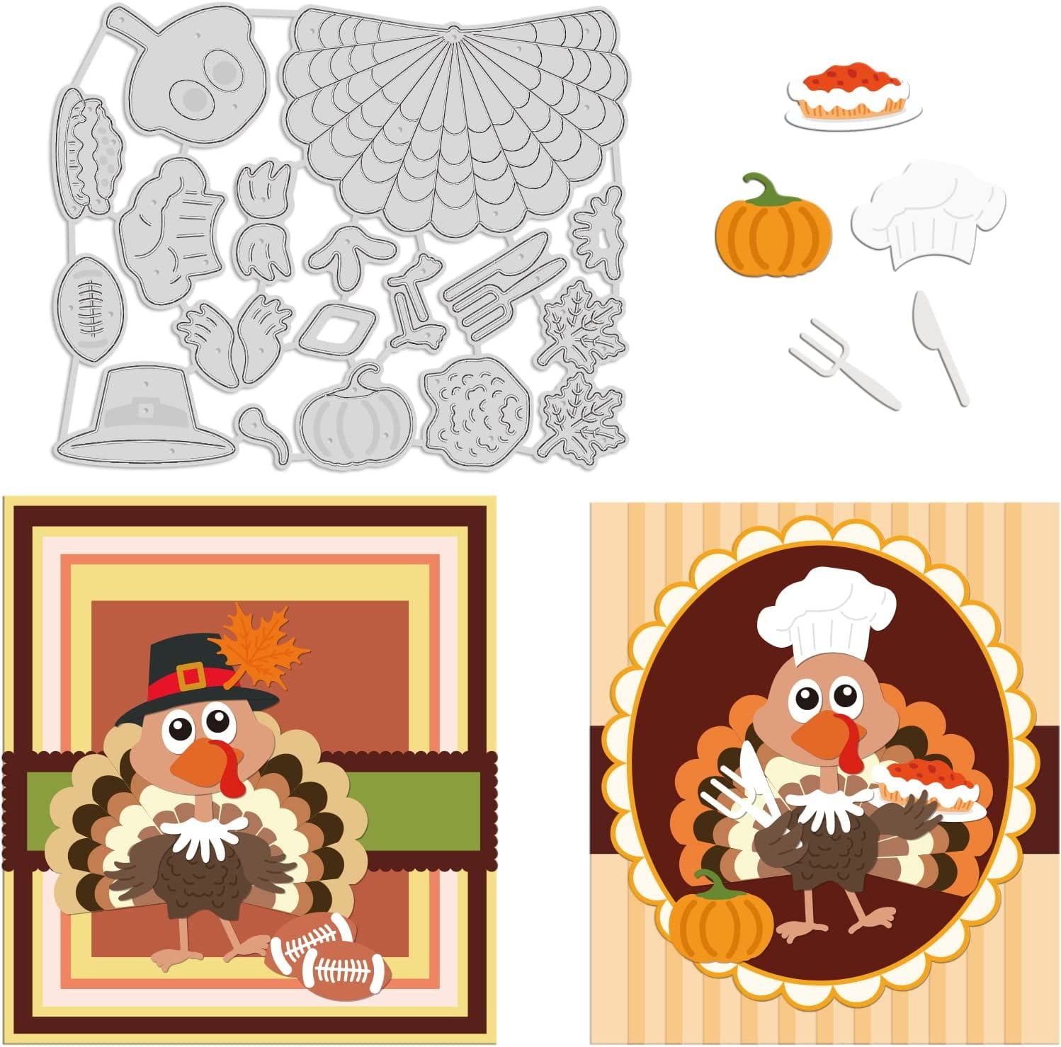 Fall Turkey Die Cuts Autumn Pumpkin Hat Embossing Template Animal Food ...