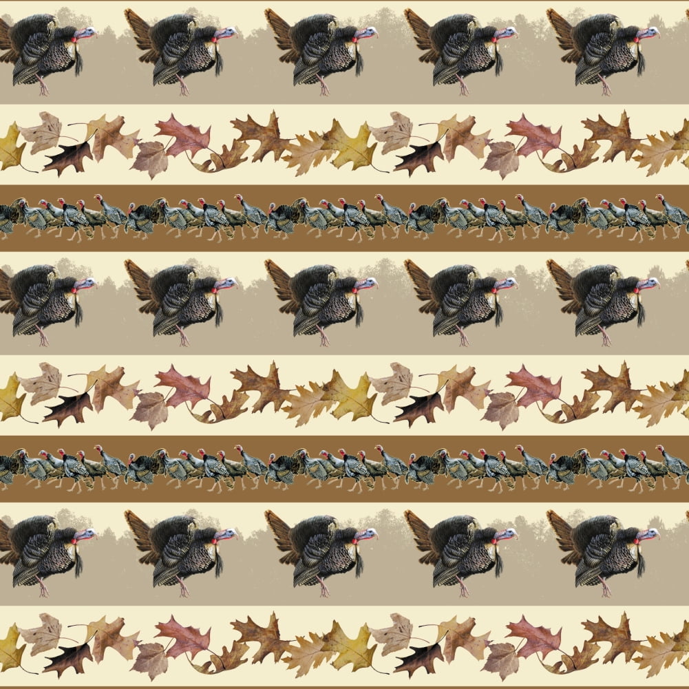 Fall Turkeys Thanksgiving Oak Leaves Premium Roll Gift Wrap Wrapping ...