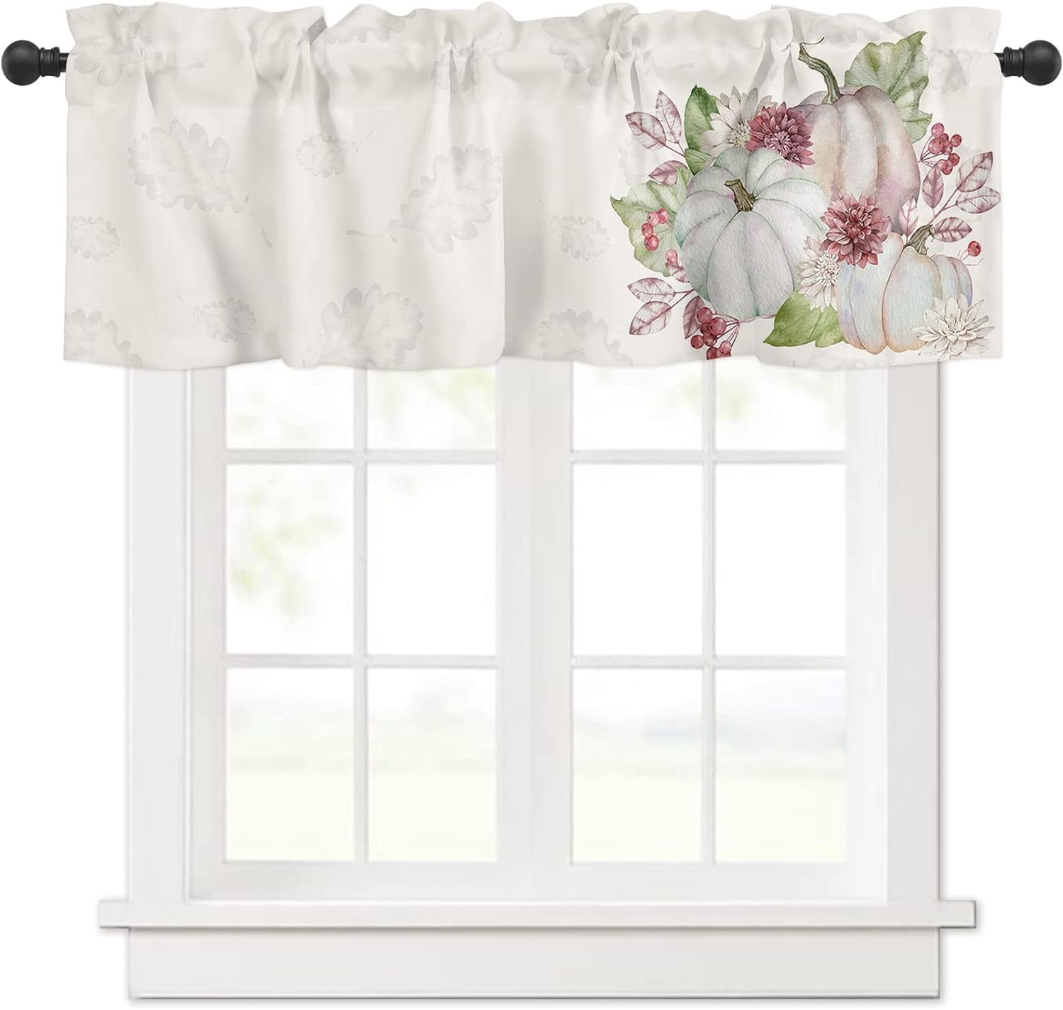 Fall Valance for Window, Thanksgiving Pumpkin Window Toppers Curtain ...