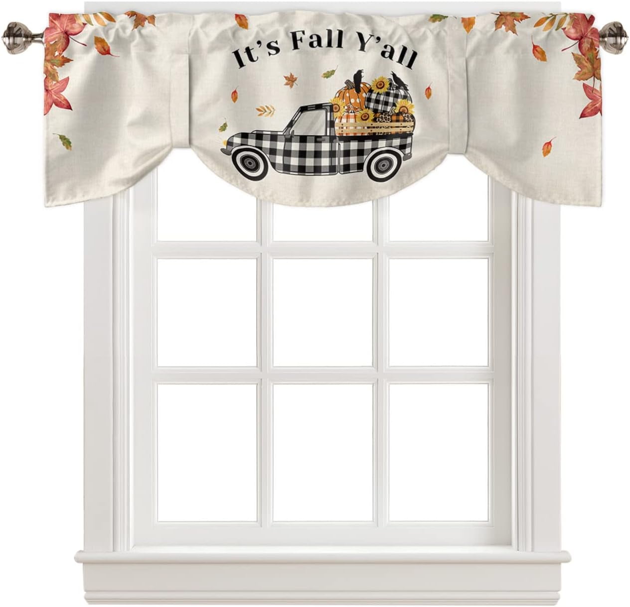 Fall Valances Windows Curtain Thanksgiving Pumpkin Maple Leaf Farm ...