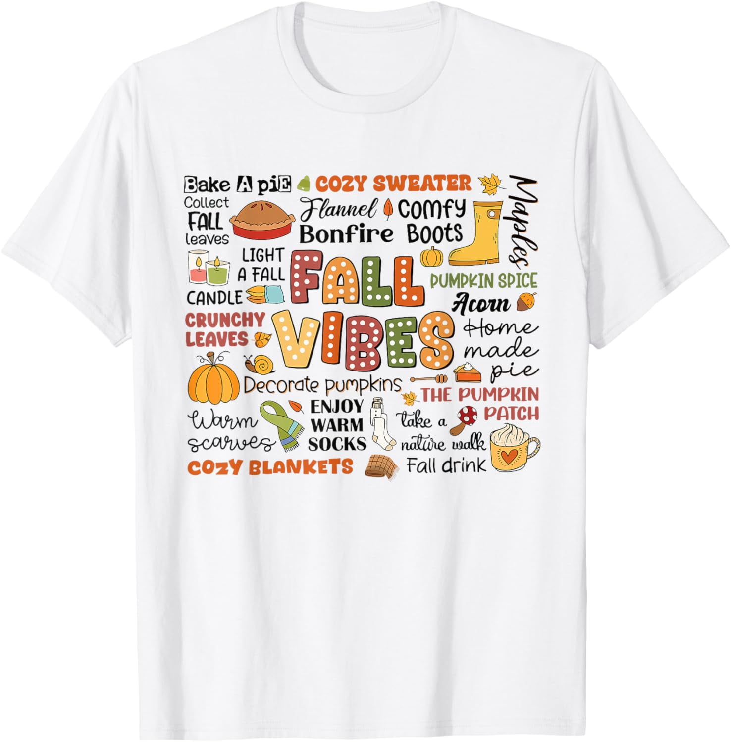 Fall Vibes Autumn Thanksgiving Cozy Season Flannels Pumpkins T-Shirt ...