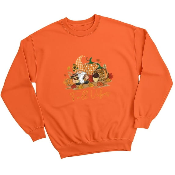 Fall Vibes Gnome Pumpkin Autumn Thanksgiving Cozy Retro Graphic Print ...